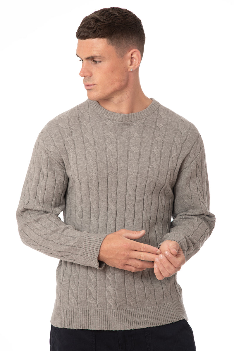 Men's Cable Knit Jumper - Classic Crew Neck Knitwear | Soulstar Clothing